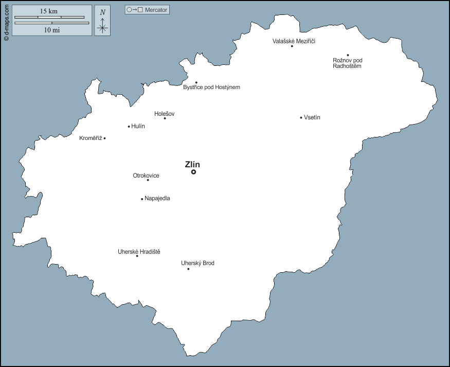 Zlín, d-maps.com: free map, free blank map, free outline map, free base ...