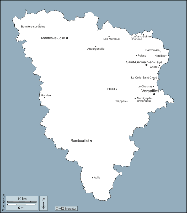 Yvelines, d-maps.com: carte géographique gratuite, carte géographique ...