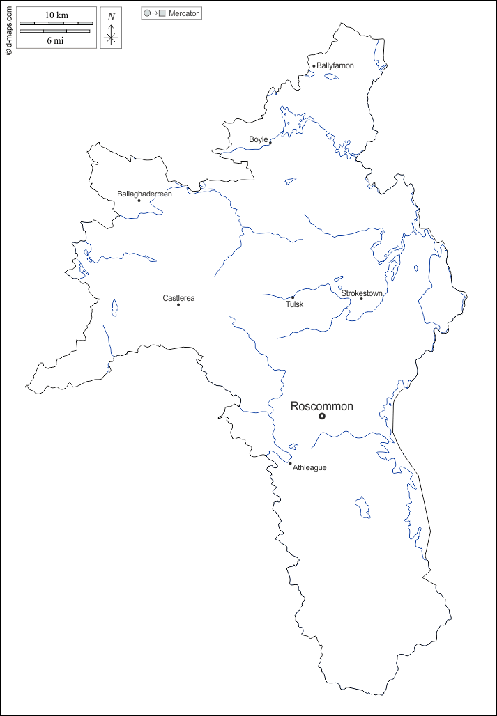 Roscommon, d-maps.com: free map, free blank map, free outline map, free ...
