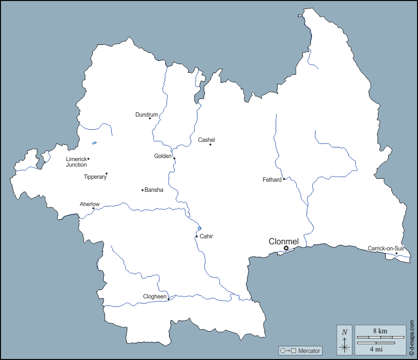 South Tipperary, d-maps.com: carte géographique gratuite, carte ...