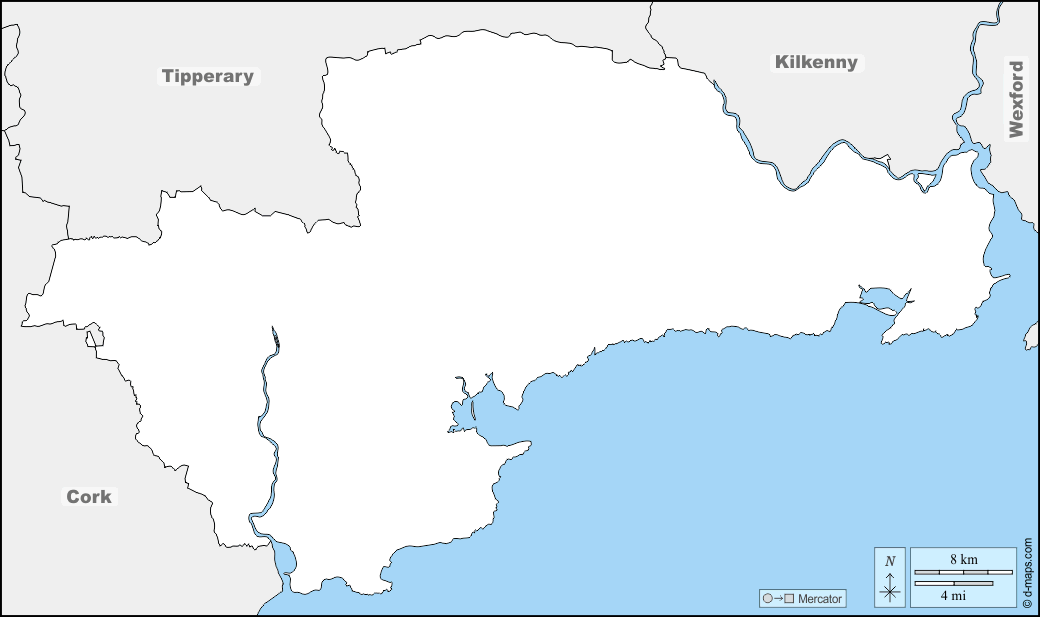 Waterford free map, free blank map, free outline map, free base map ...