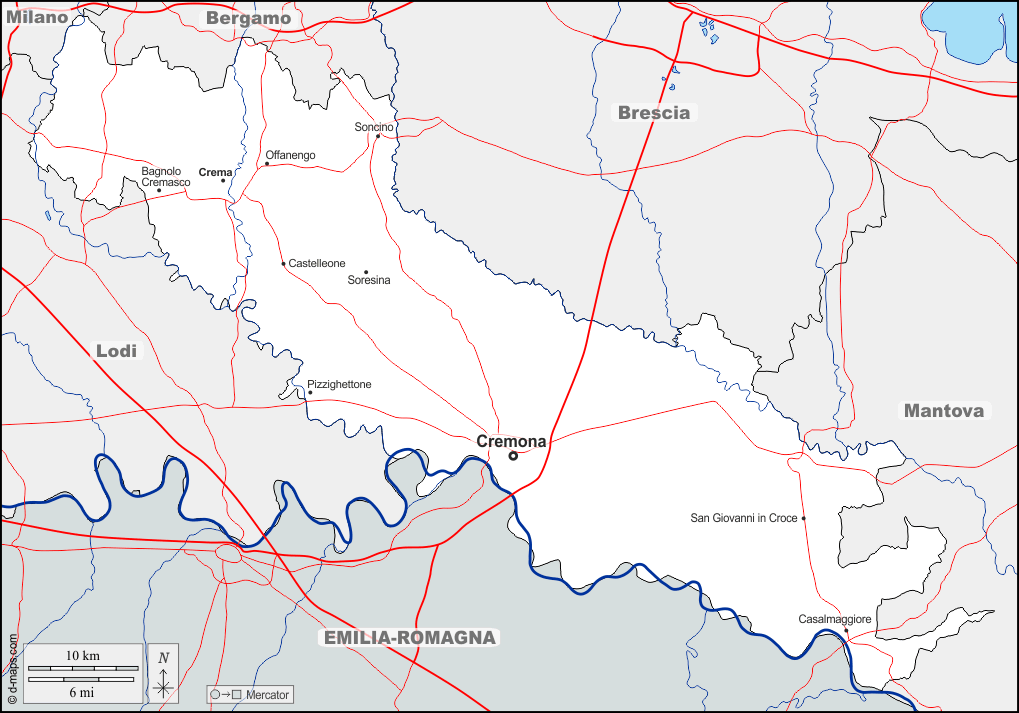 Cremona mapa livre, mapa em branco livre, mapa livre do esboço, mapa ...