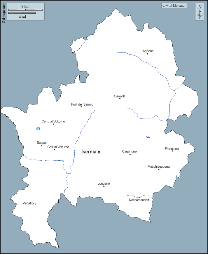 Isernia, d-maps.com: free map, free blank map, free outline map, free ...
