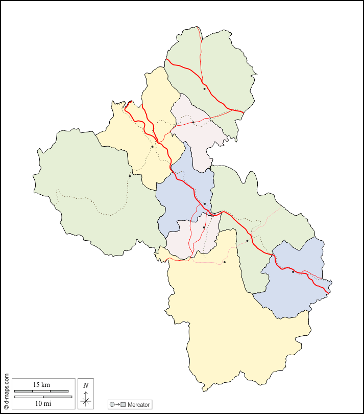 瓦尔达尔统计区, d-maps.com: 免费地图, 免费的空白地图, 免费的轮廓地图, 免费基地地图, 大纲, 市, 主要城市, 道路, 颜色, 白