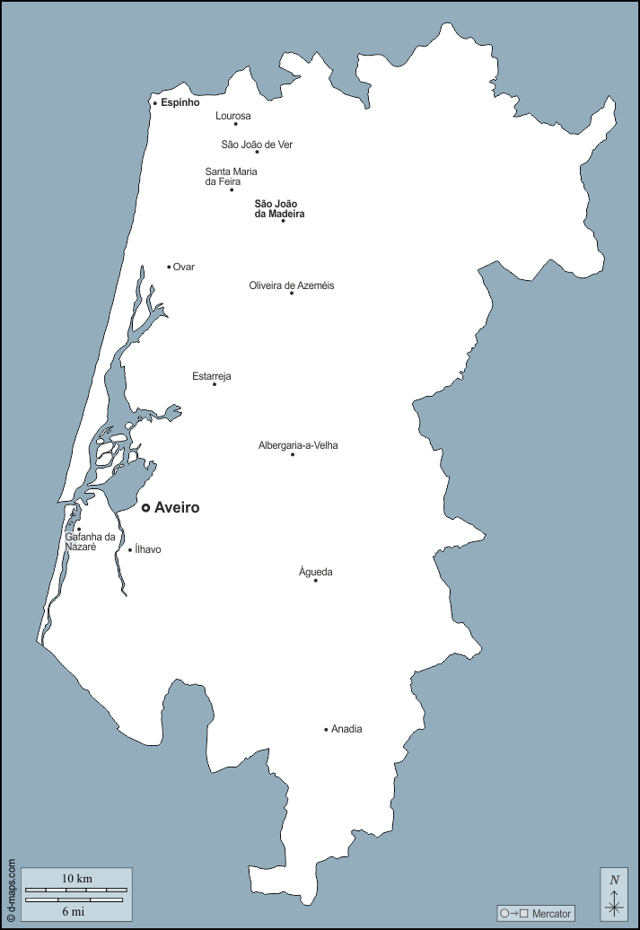 Aveiro free map, free blank map, free outline map, free base map ...