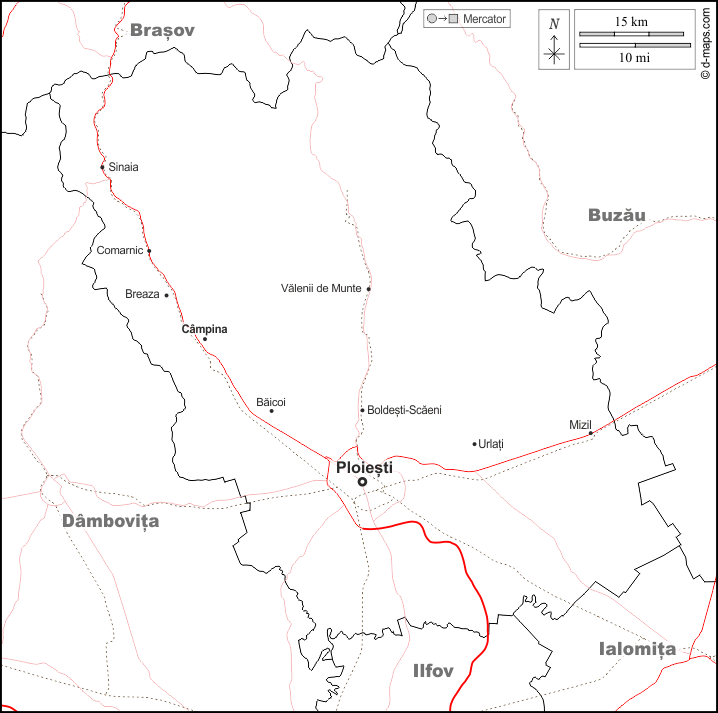 Prahova free map, free blank map, free outline map, free base map ...