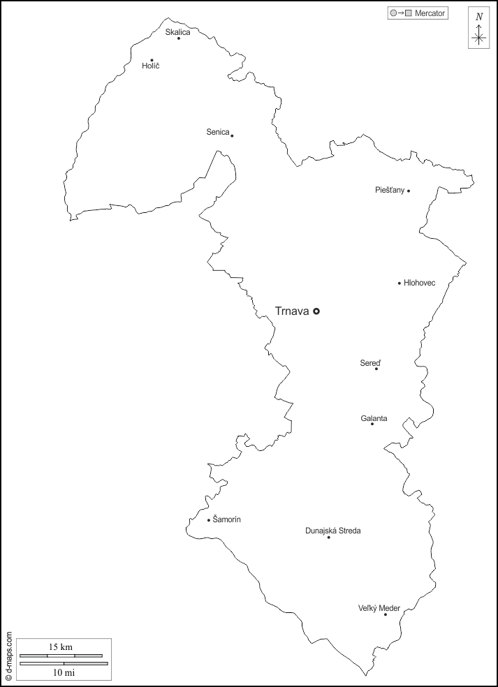 Trnava free map, free blank map, free outline map, free base map ...