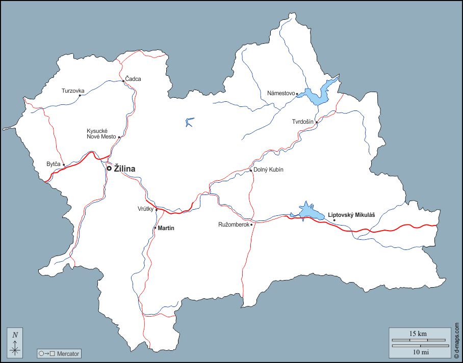 Žilina, d-maps.com: mapa gratuito, mapa mudo gratuito, mapa en blanco ...