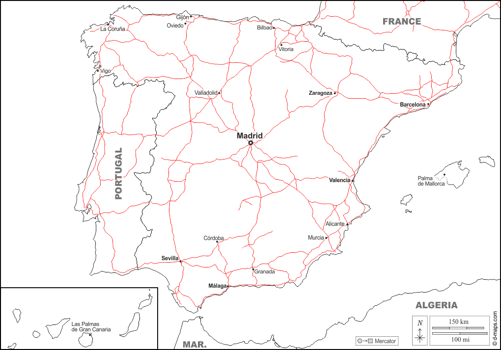 Espagne carte géographique gratuite, carte géographique muette gratuite ...