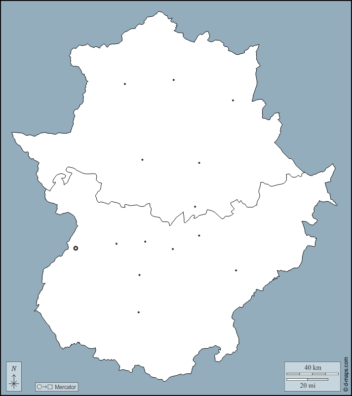Extremadura, d-maps.com: mapa gratuito, mapa mudo gratuito, mapa en ...
