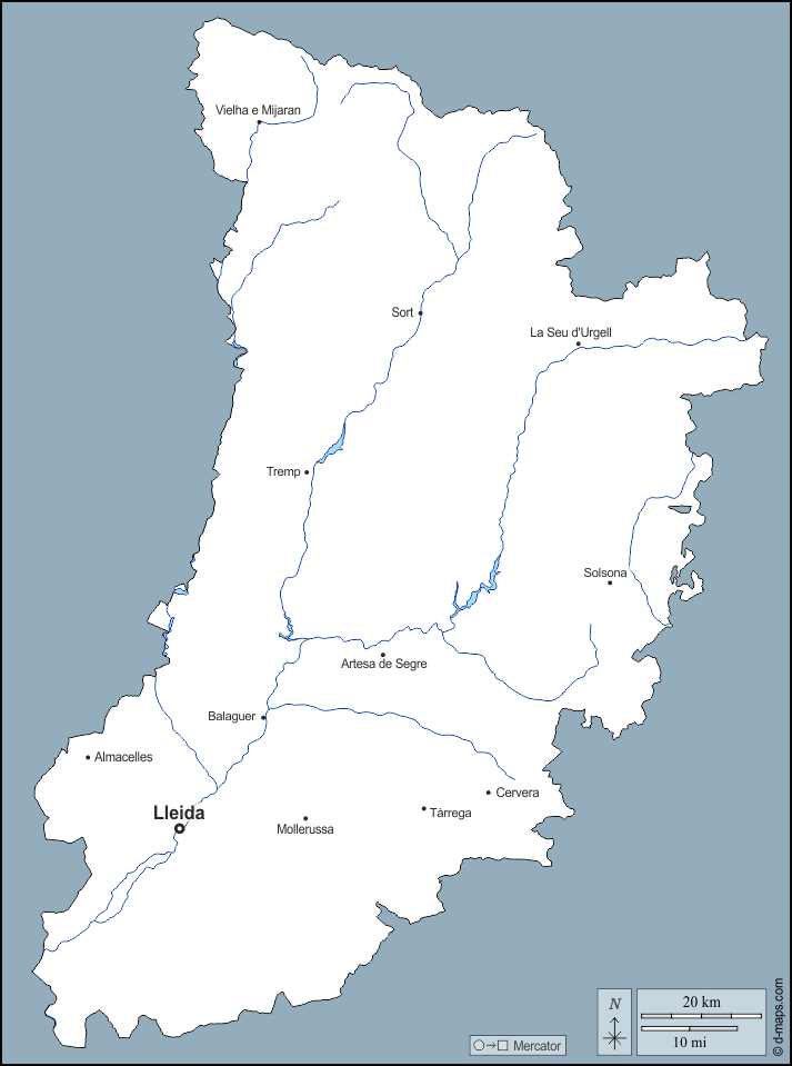 Lérida Mapa gratuito, mapa mudo gratuito, mapa en blanco gratuito ...