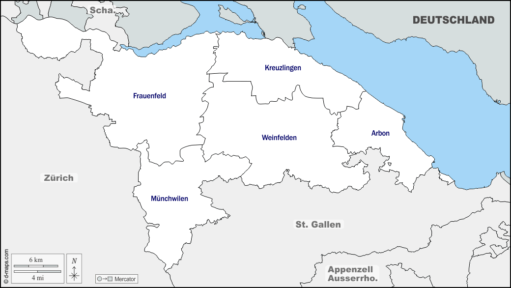 Thurgau, d-maps.com: free map, free blank map, free outline map, free ...