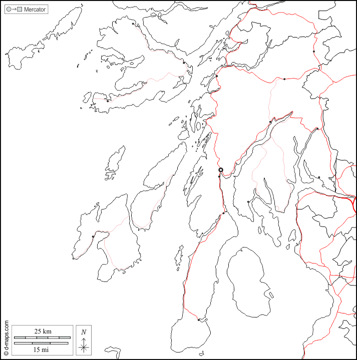 Argyll and Bute, d-maps.com: free map, free blank map, free outline map ...