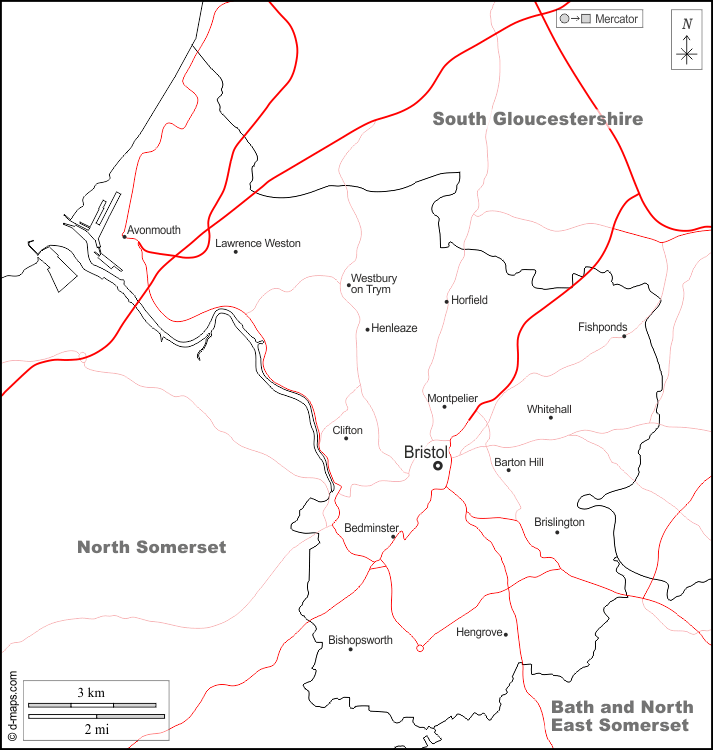 Bristol free map, free blank map, free outline map, free base map ...