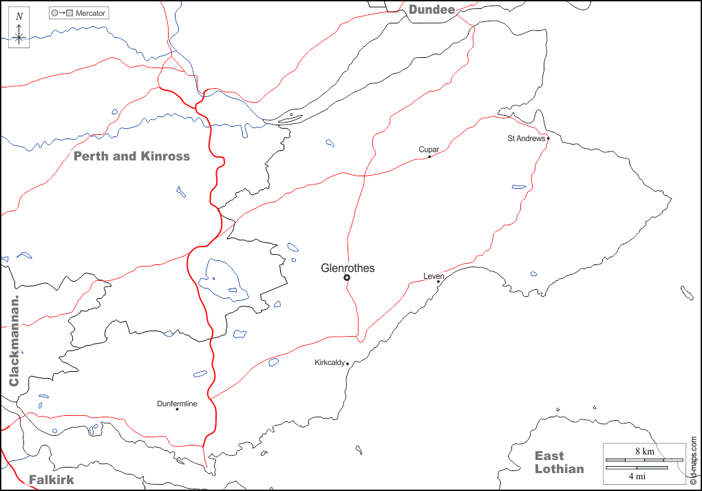 Fife free map, free blank map, free outline map, free base map ...