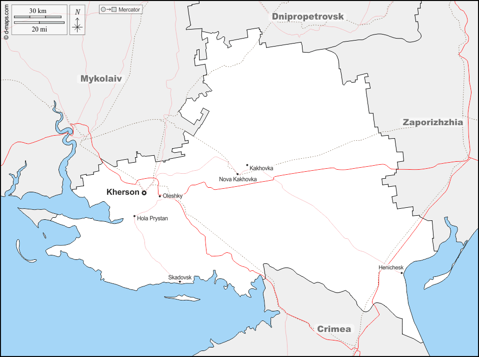Kherson free map, free blank map, free outline map, free base map ...