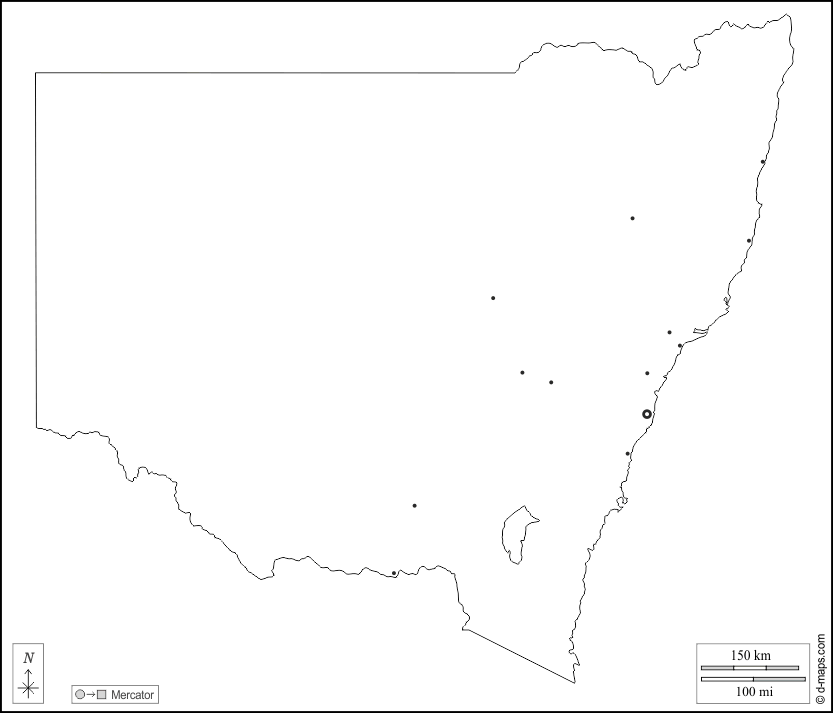 New South Wales, d-maps.com: free map, free blank map, free outline map ...