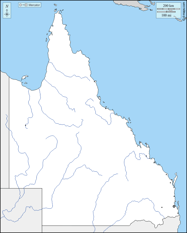 Queensland, d-maps.com: free map, free blank map, free outline map ...